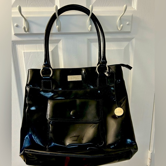 Harrods | Bags | Euc Harrods Vintage Patent Leather Large Black ...
